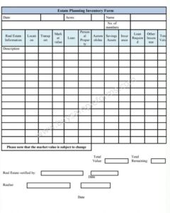 Free Printable Estate Inventory Worksheet Pdf - Worksheets Template Free