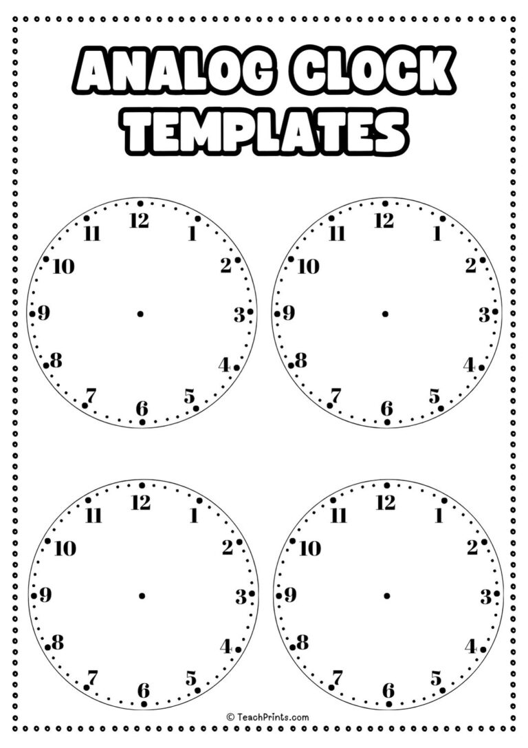 Free Printable Blank Clock Worksheets - Worksheets Template Free