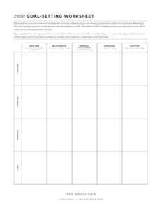 2020 Goal Setting Worksheet Free Printable - Worksheets Template Free