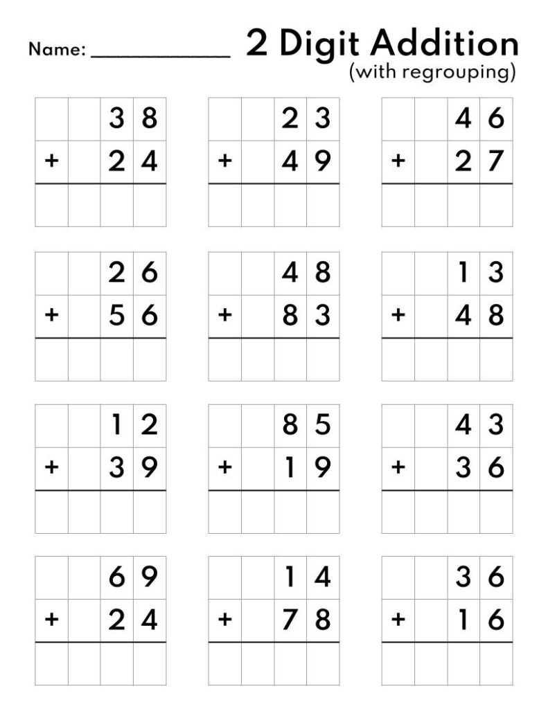 Double Digit Math Worksheets - Worksheets Template Free