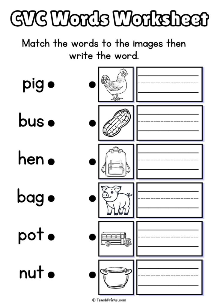 Cvc Words For Kindergarten Worksheets - Worksheets Template Free