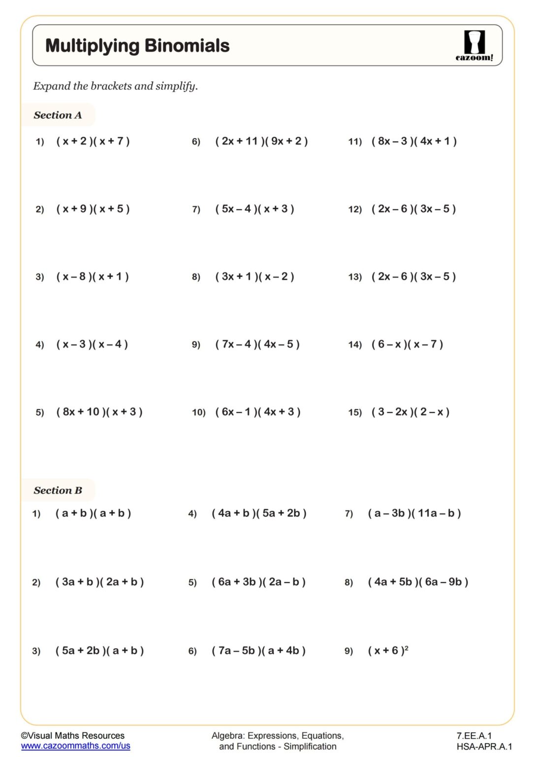 7th Grade Advanced Math Worksheets - Worksheets Template Free