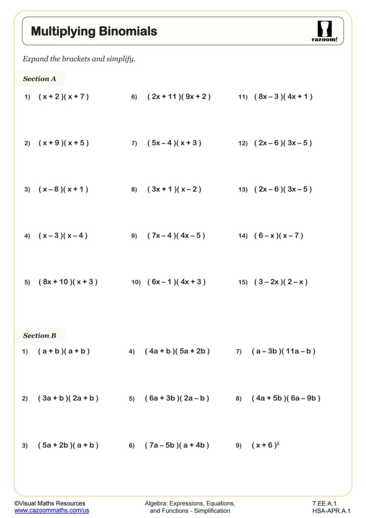 7th Grade Advanced Math Worksheets - Worksheets Template Free