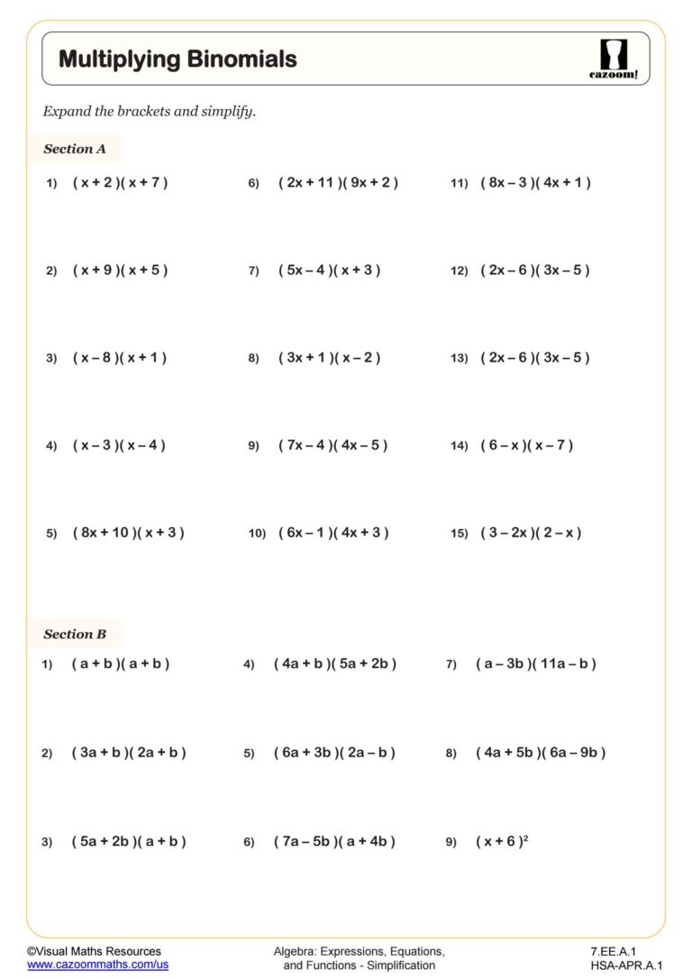 7th Grade Advanced Math Worksheets - Worksheets Template Free