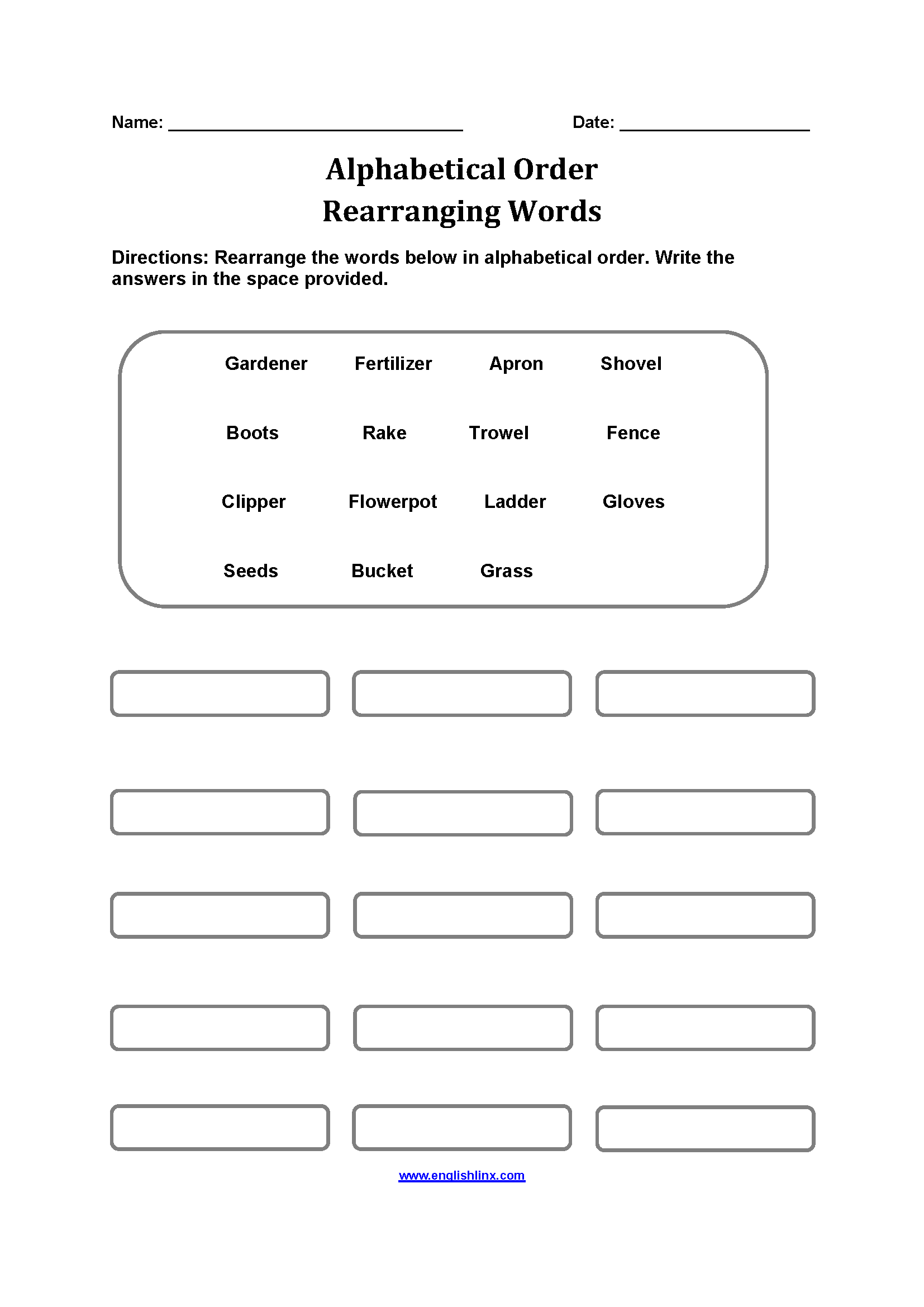 Alphabetical Order Worksheets Pdf - Worksheets Template Free
