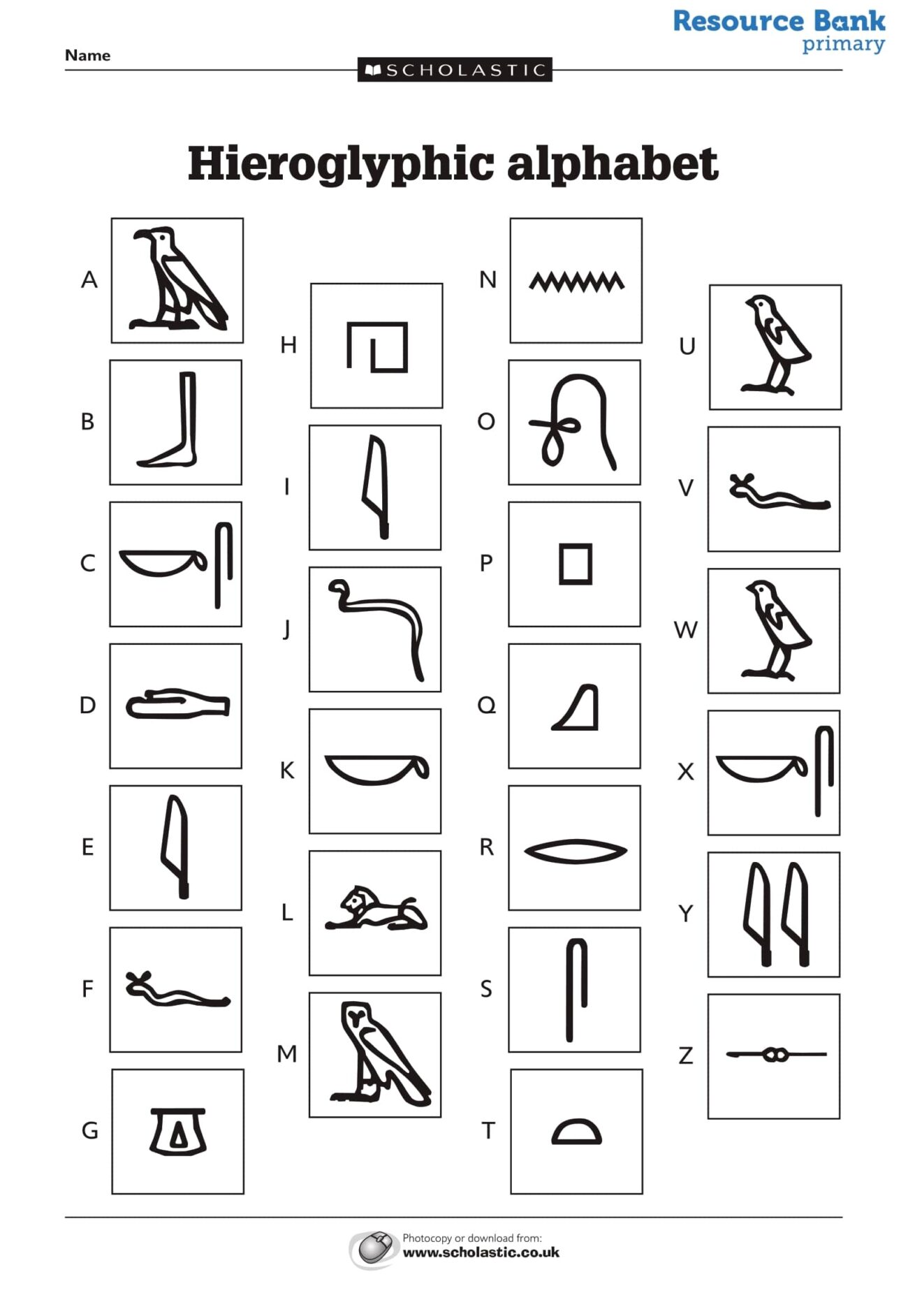 Free Printable Hieroglyphics Worksheets - Worksheets Template Free