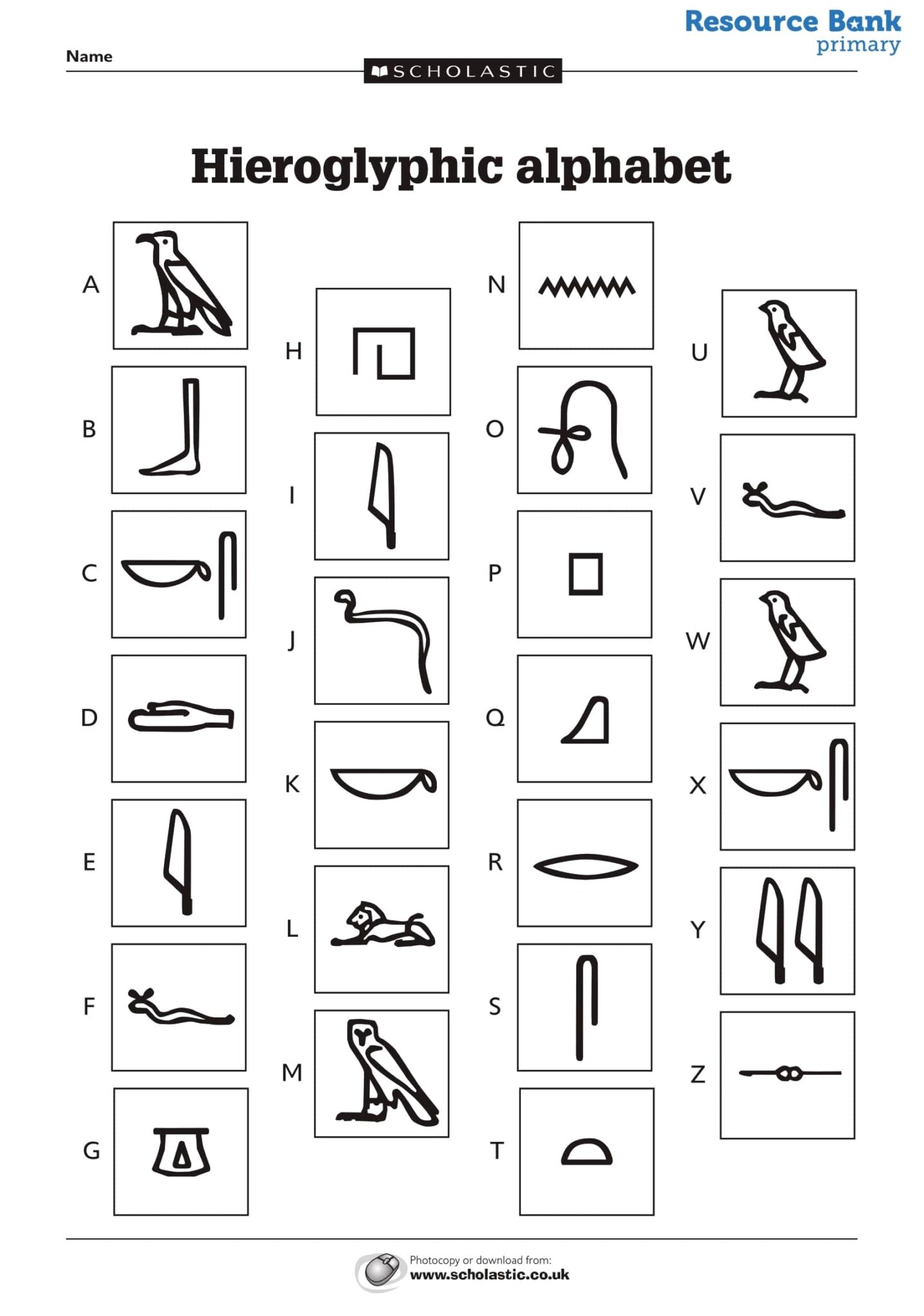 Free Printable Hieroglyphics Worksheets - Worksheets Template Free