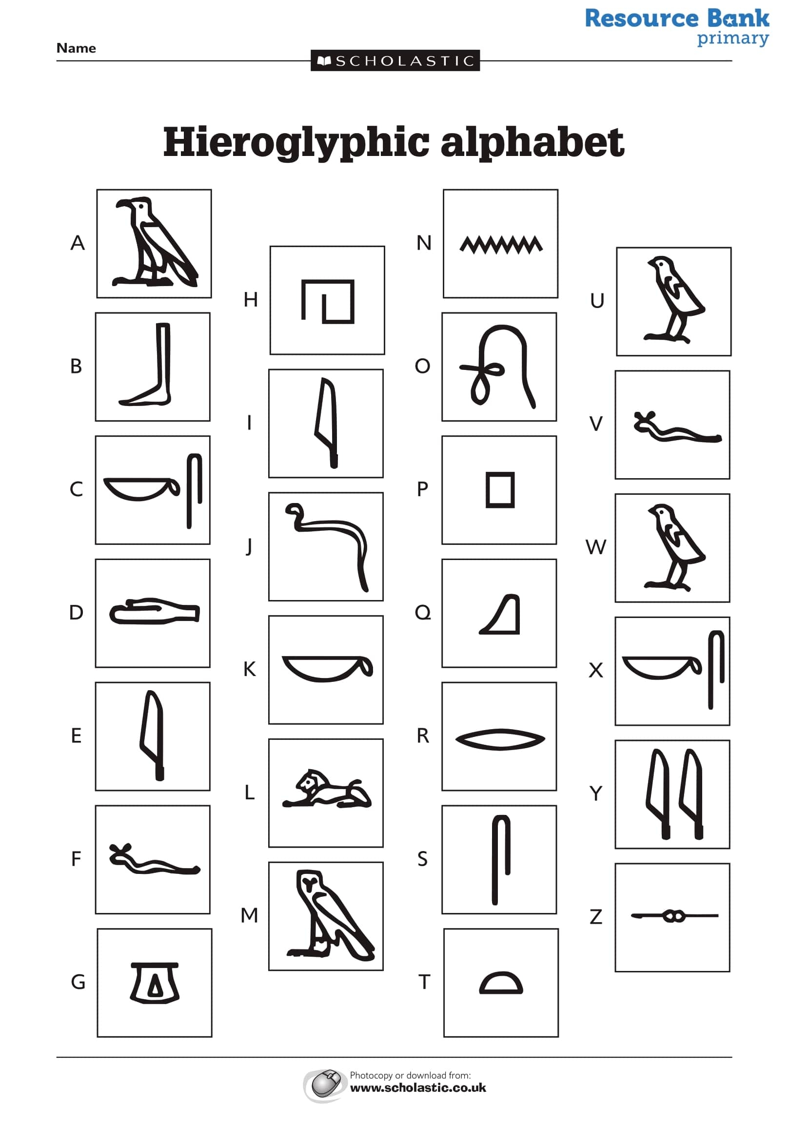 Free Printable Hieroglyphics Worksheets - Worksheets Template Free