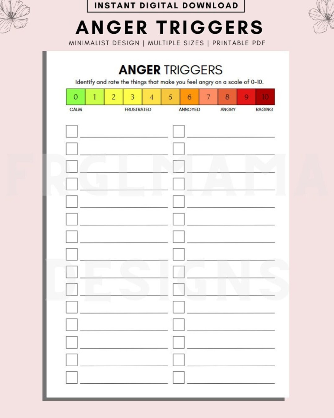 Free Printable Anger Triggers Worksheet - Worksheets Template Free