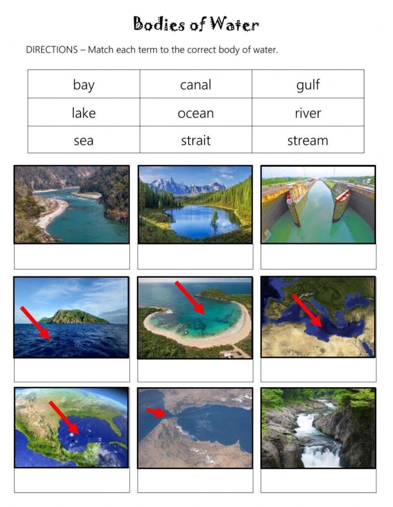 Free Printable Bodies Of Water Worksheets - Worksheets Template Free