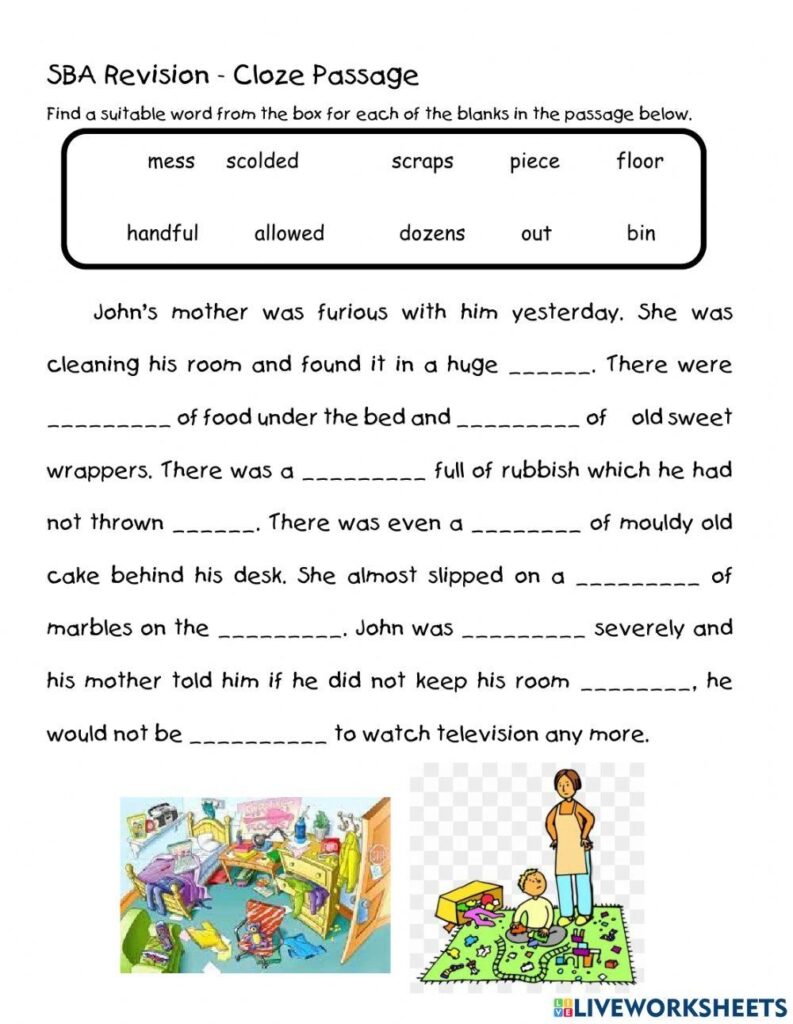 Free Printable Cloze Paragraph Worksheets - Worksheets Template Free