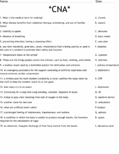 Free Printable Cna Worksheets - Worksheets Template Free