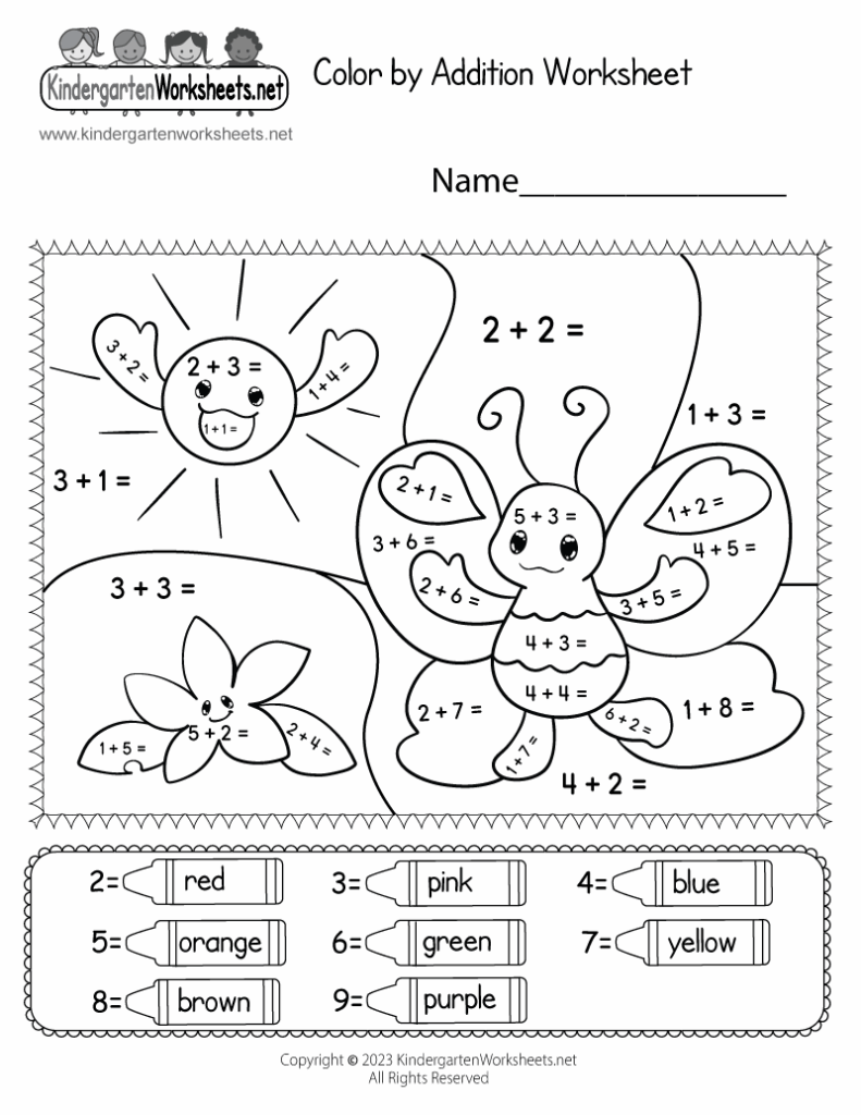 Free Printable Color By Sum Worksheets - Worksheets Template Free
