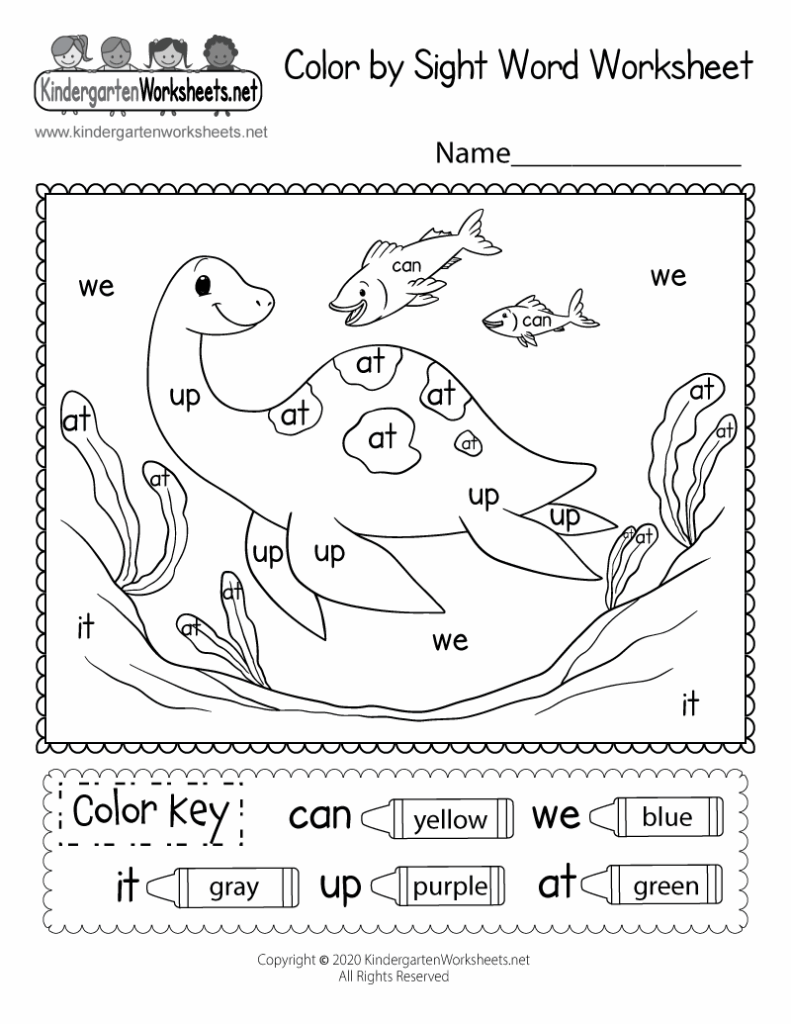 Free Color Word Worksheets For Kindergarten - Worksheets Template Free
