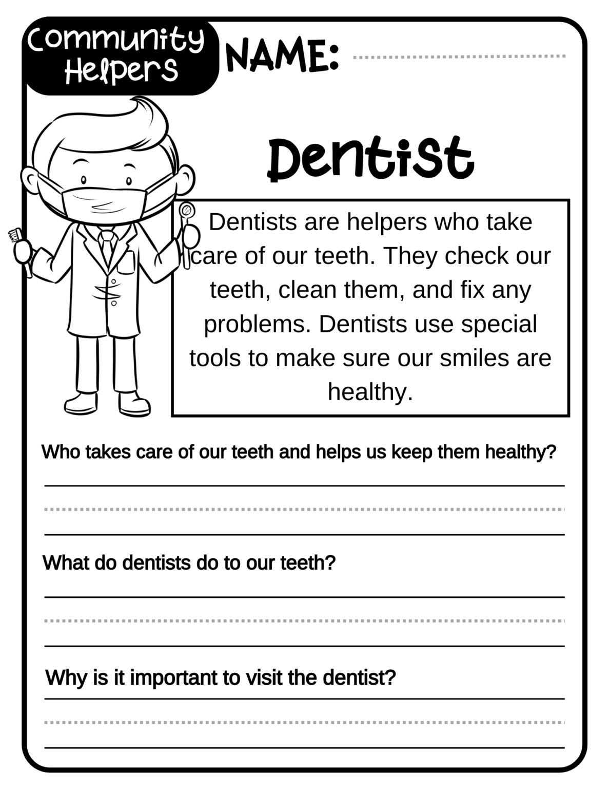 Community Helpers Reading Comprehension Worksheets - Worksheets ...