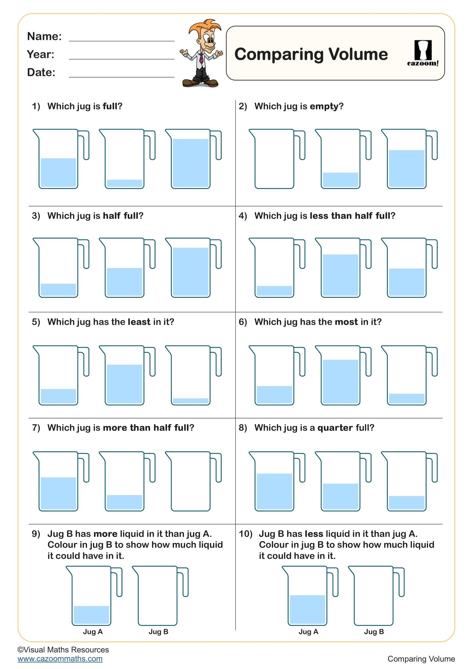 Free Printable Capacity Worksheets - Worksheets Template Free