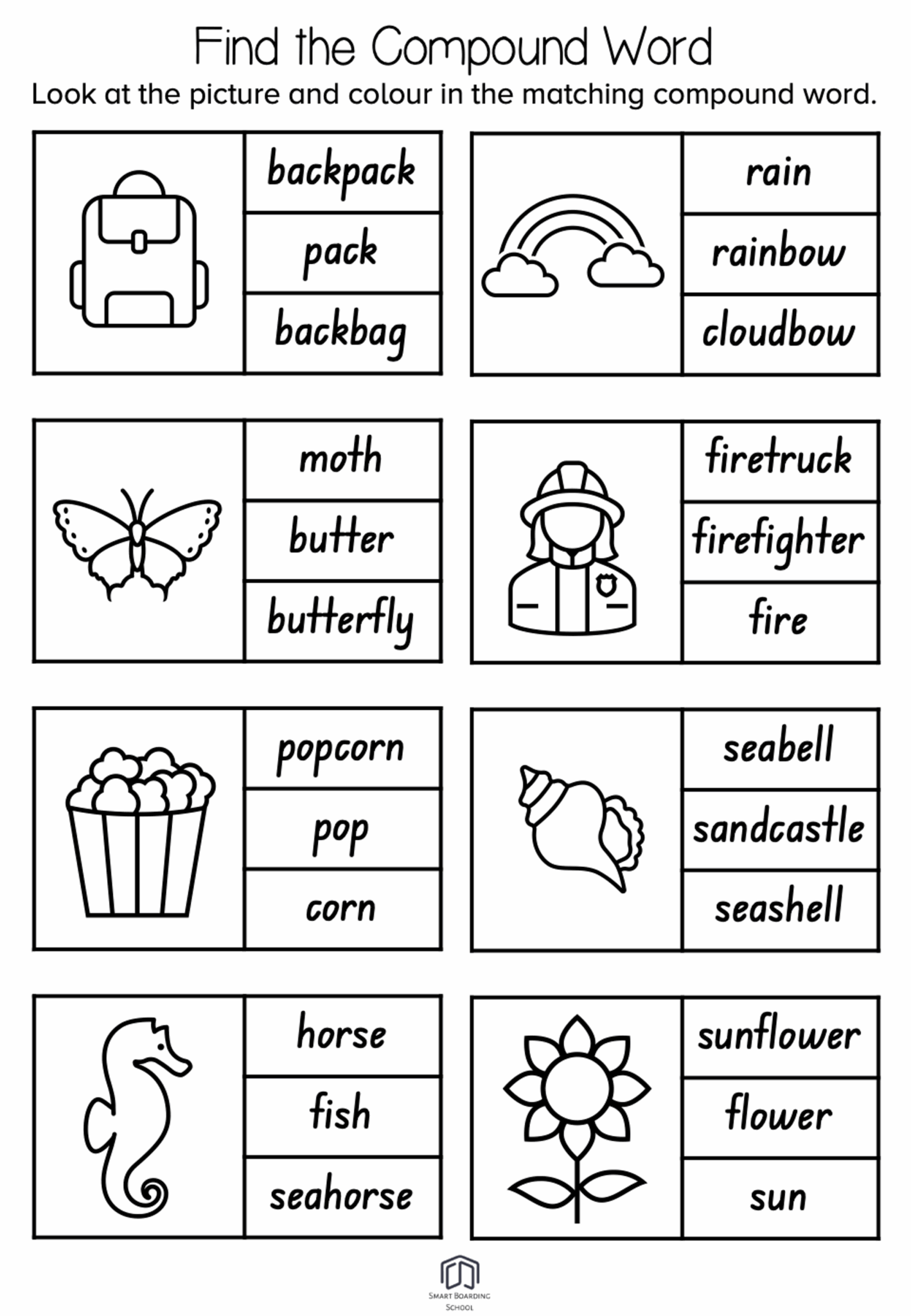 Free Printable Compound Words Worksheets - Worksheets Template Free