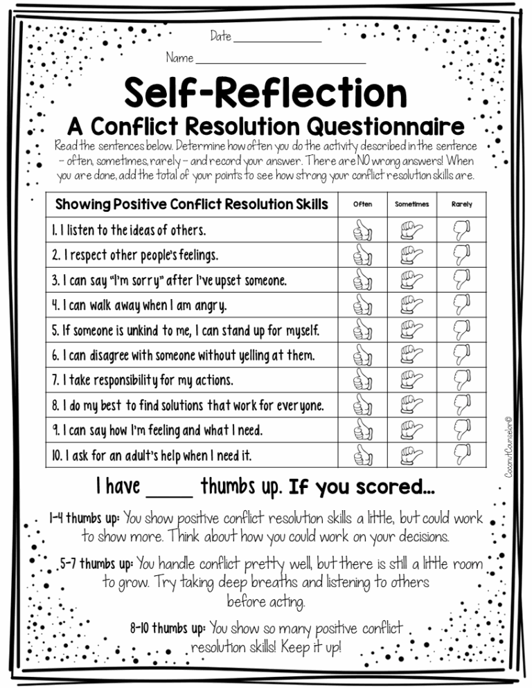 Free Printable Conflict Resolution Worksheets - Worksheets Template Free