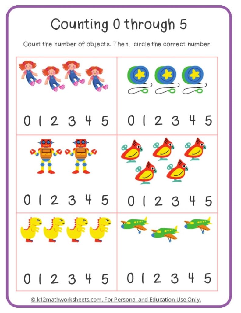 Counting Printables For Preschool - Worksheets Template Free