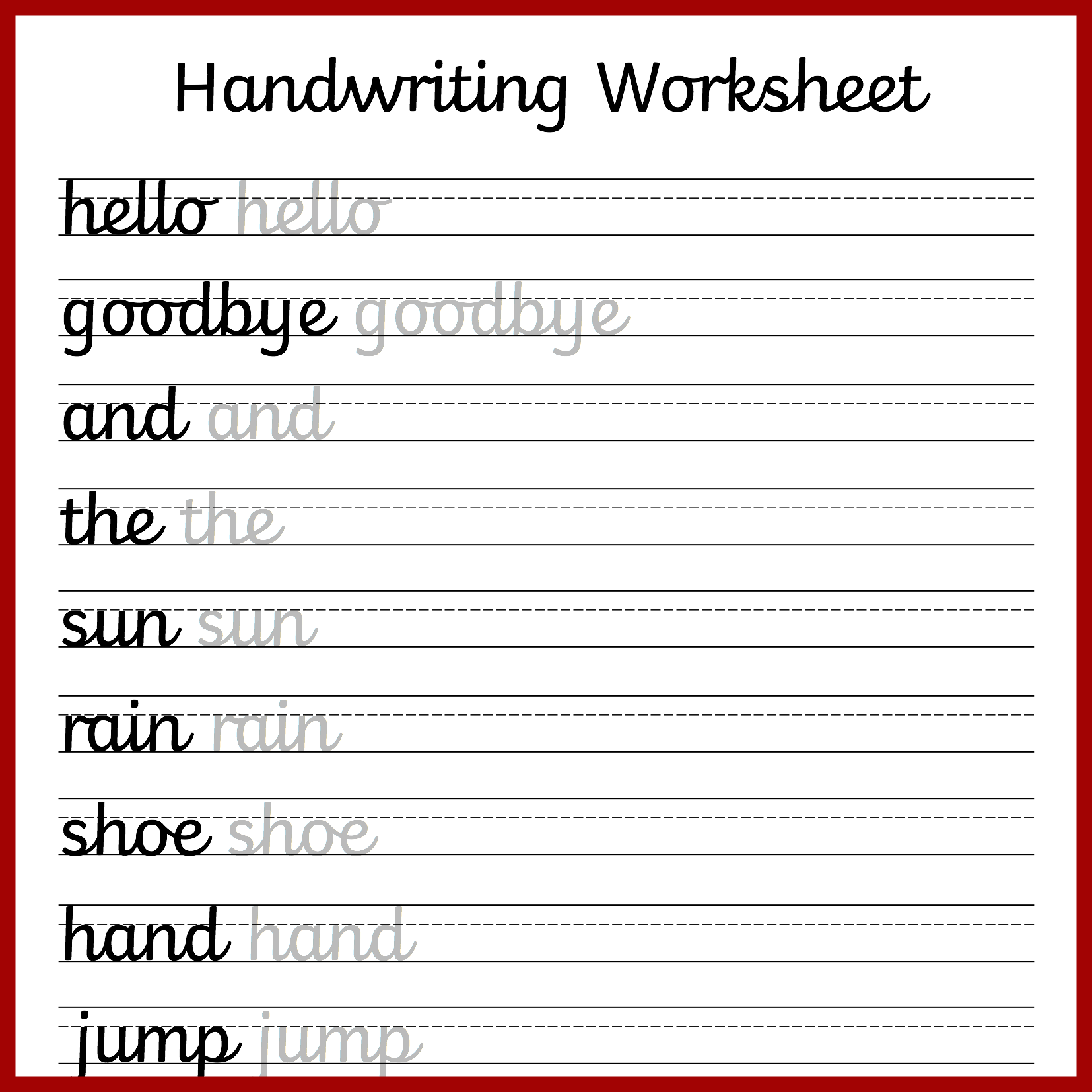 Free Printable Italic Handwriting Worksheets - Worksheets Template Free