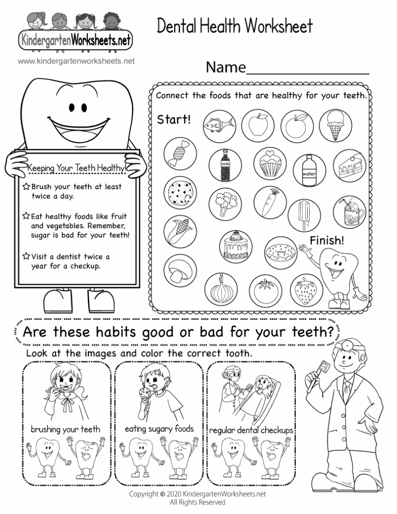 Free Printable Preschool Teeth Worksheets - Worksheets Template Free
