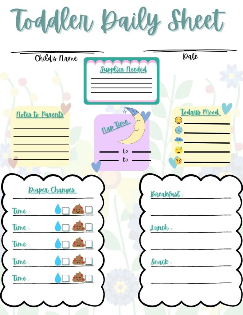 Daily Sheet Printable Preschool - Worksheets Template Free