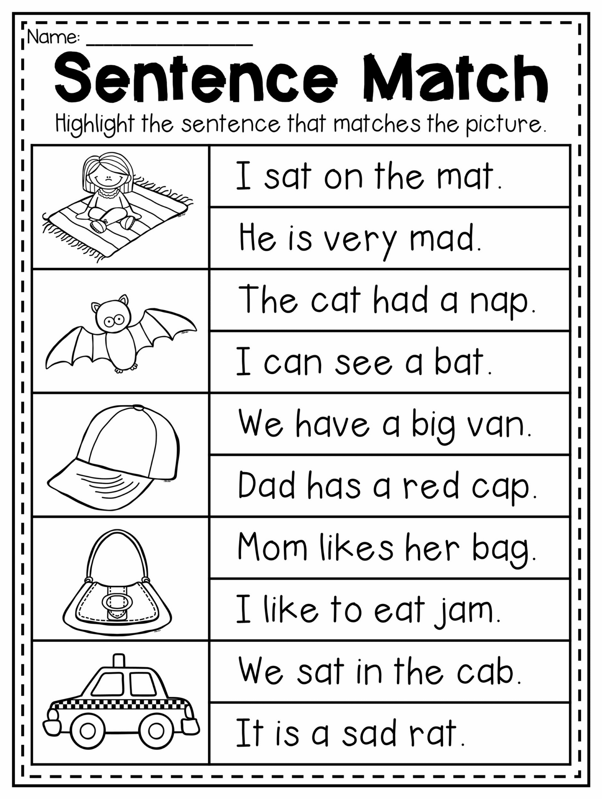 Free Printable Cvc Sentences Worksheets - Worksheets Template Free
