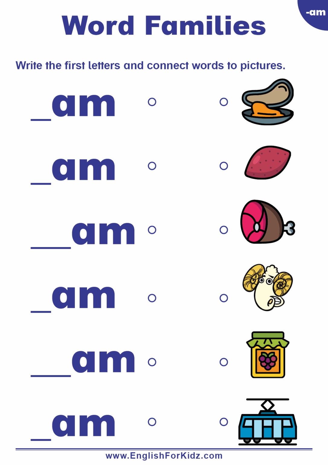Free Printable Am Word Family Worksheets - Worksheets Template Free