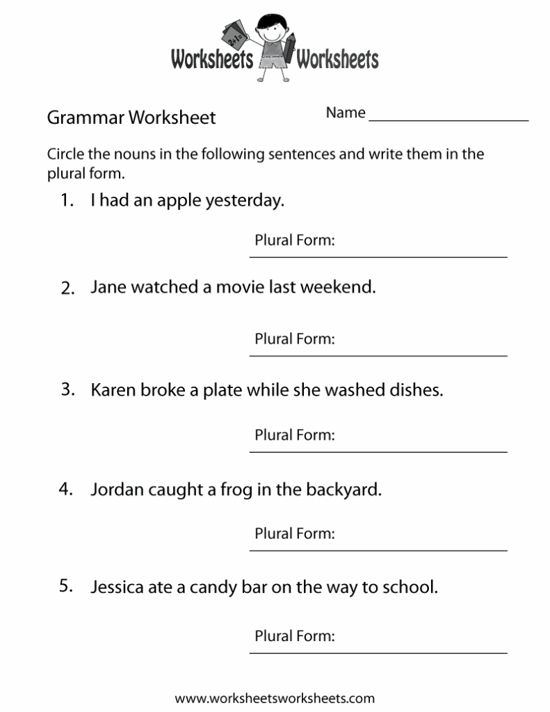 4th Grade Grammar Worksheets Free Printable - Worksheets Template Free