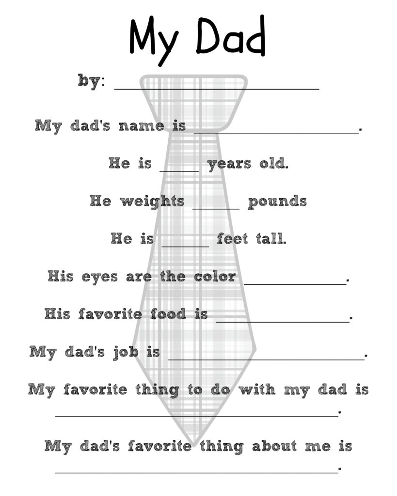 Fathers Day Printables For Preschoolers - Worksheets Template Free