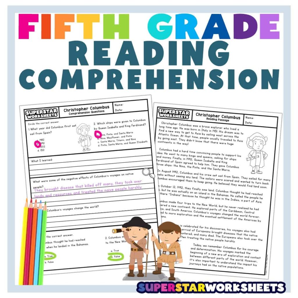 5th Grade Fiction Reading Comprehension Worksheets - Worksheets ...