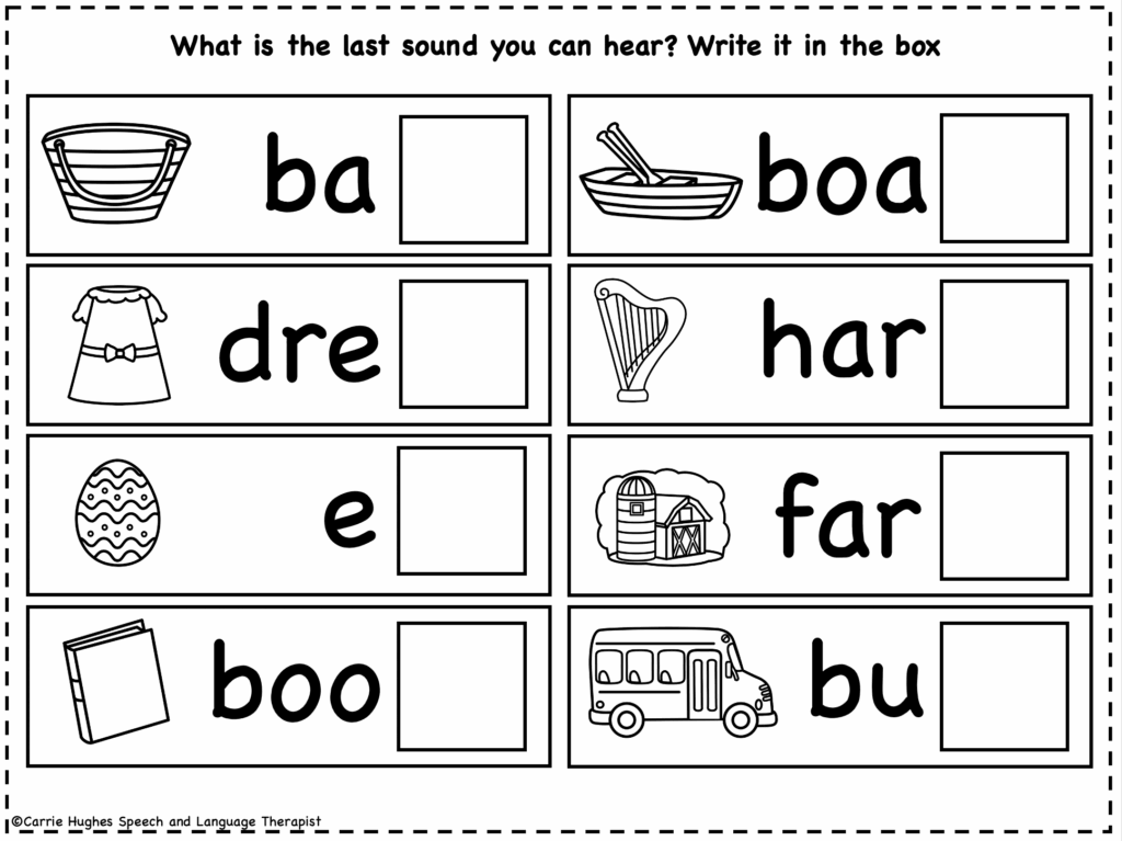Final Consonant Preschool Free Printables - Worksheets Template Free