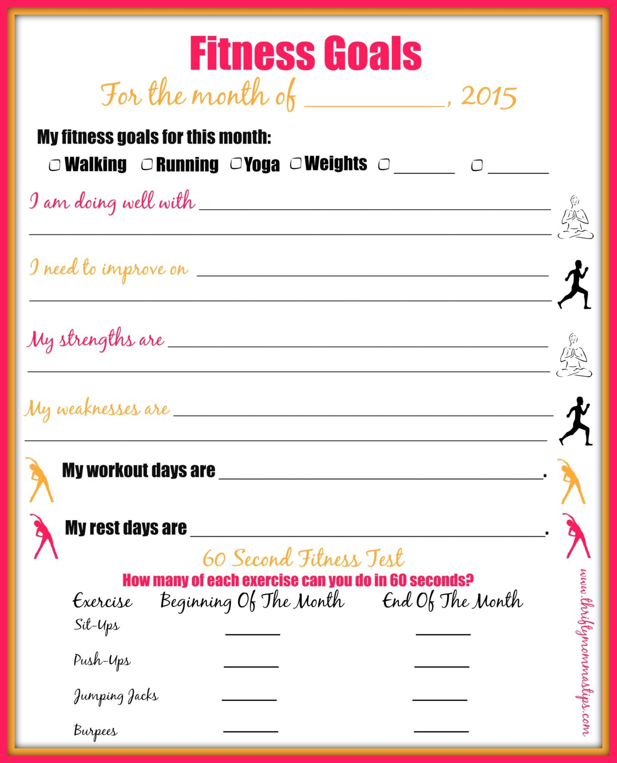 Free Printable Fitness Goals Worksheet - Worksheets Template Free