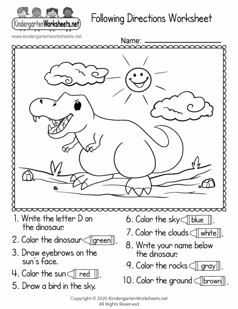Free Printable Follow Directions Worksheet - Worksheets Template Free