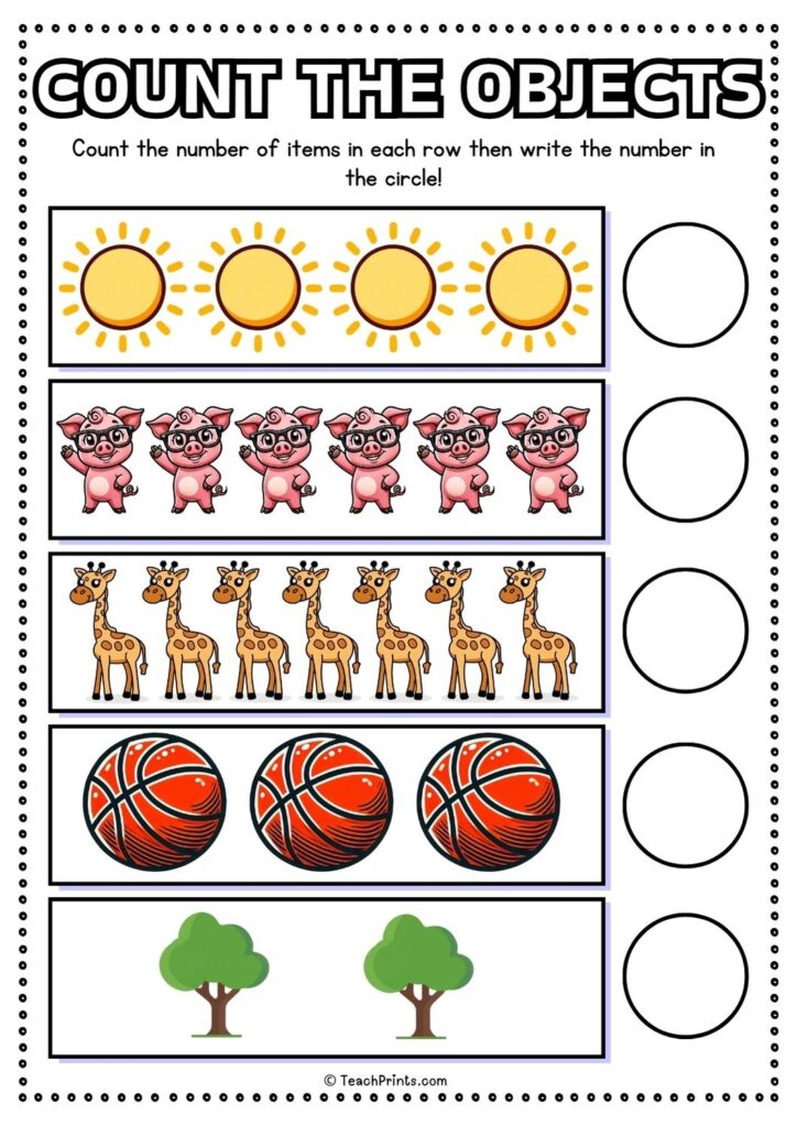 Count Objects Kindergarten Free Worksheets - Worksheets Template Free