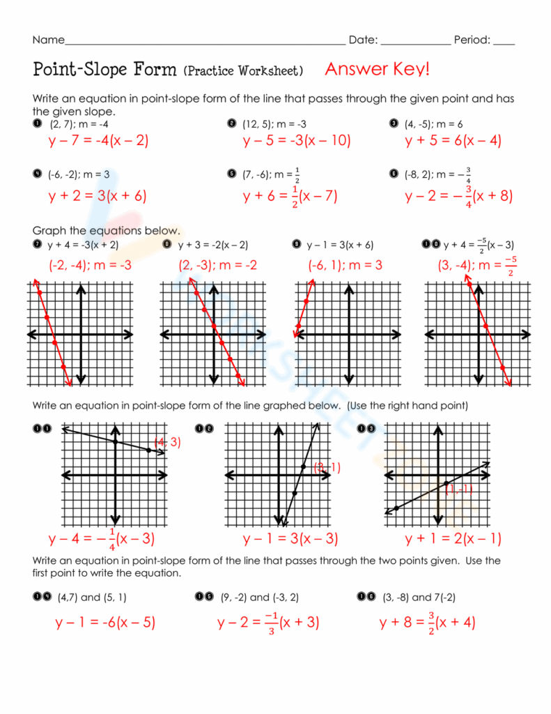 Point Slope Worksheets Free Printable - Worksheets Template Free