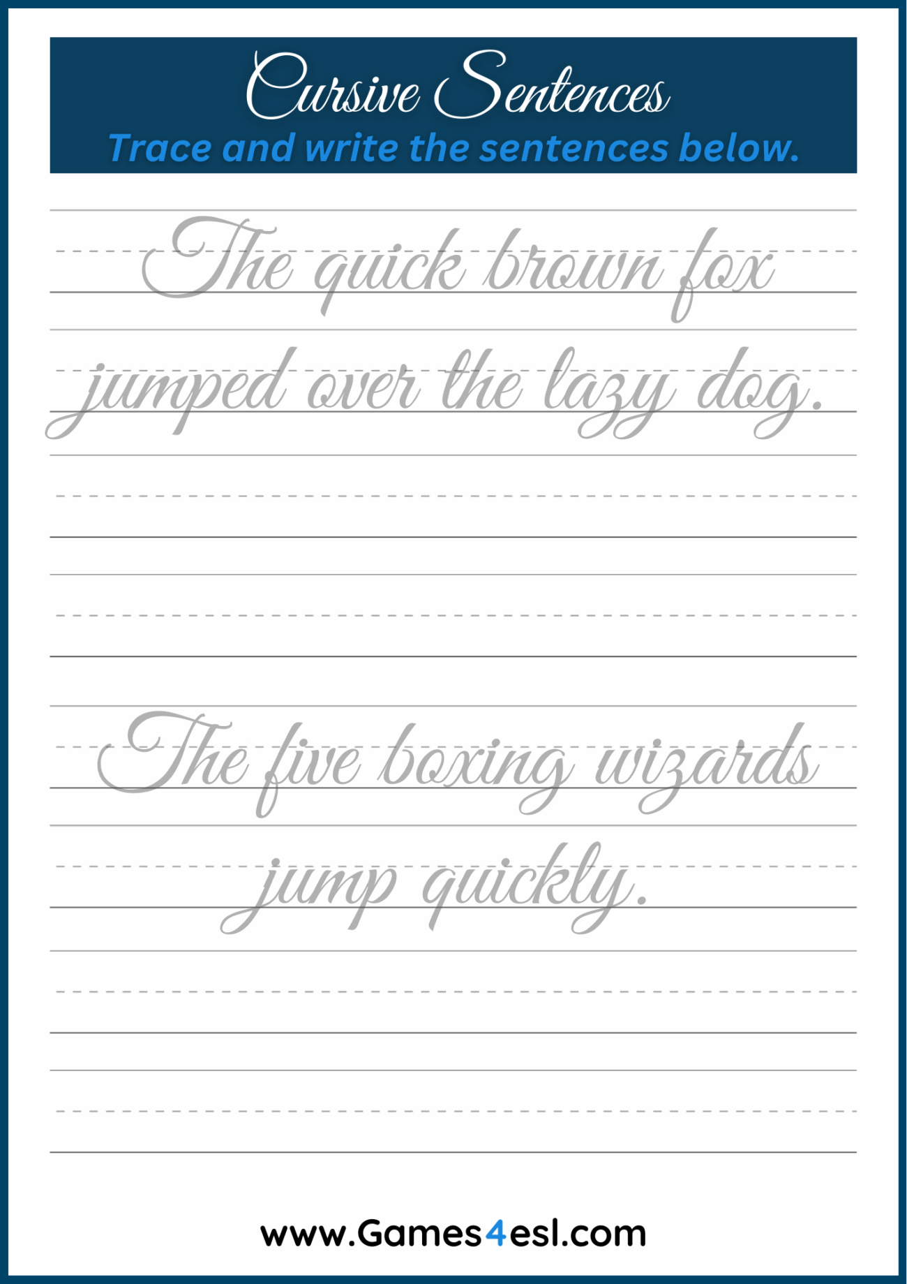 Free Cursive Printable Worksheets With Sentences - Worksheets Template Free