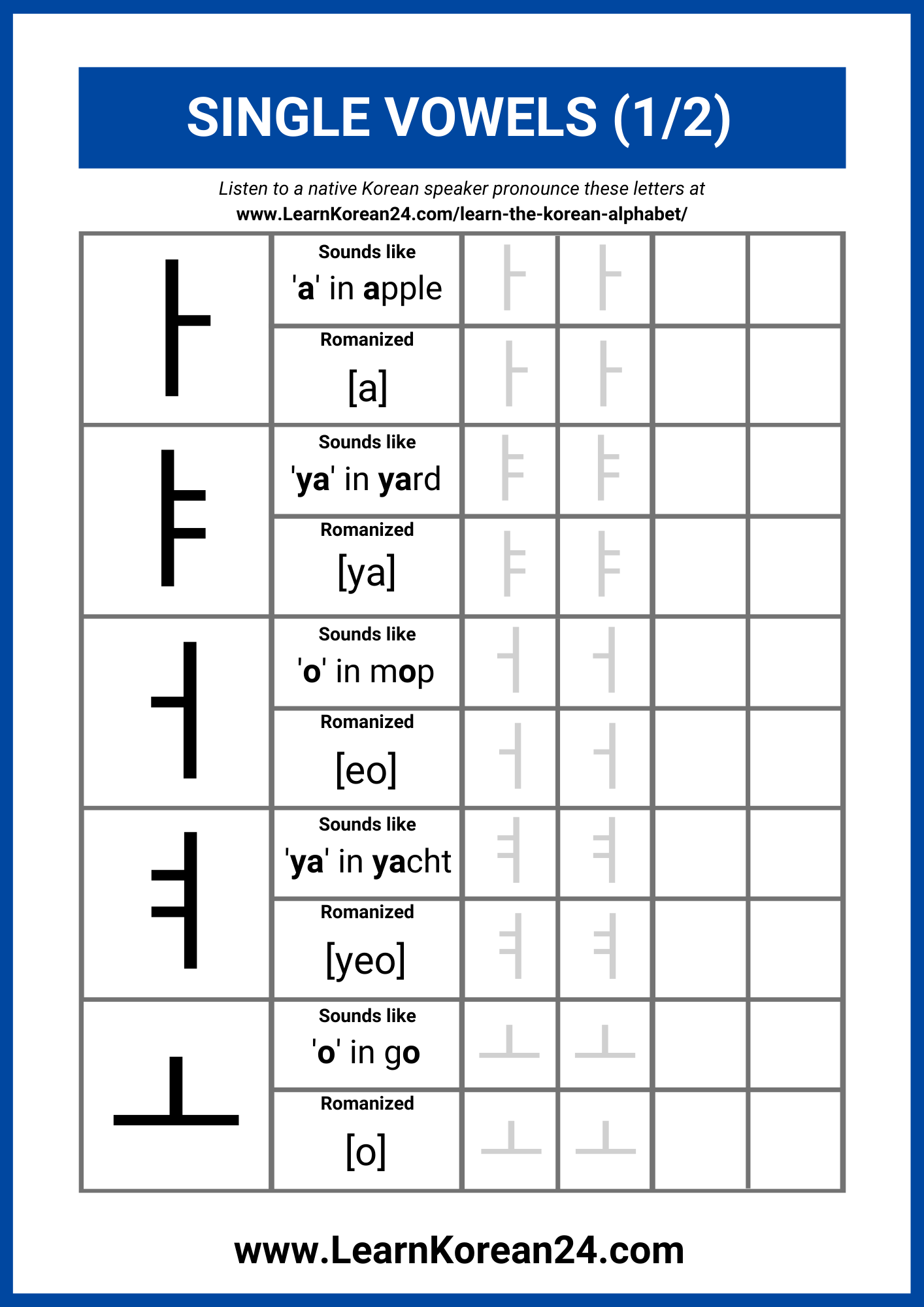 Beginner Korean Alphabet Worksheet - Worksheets Template Free