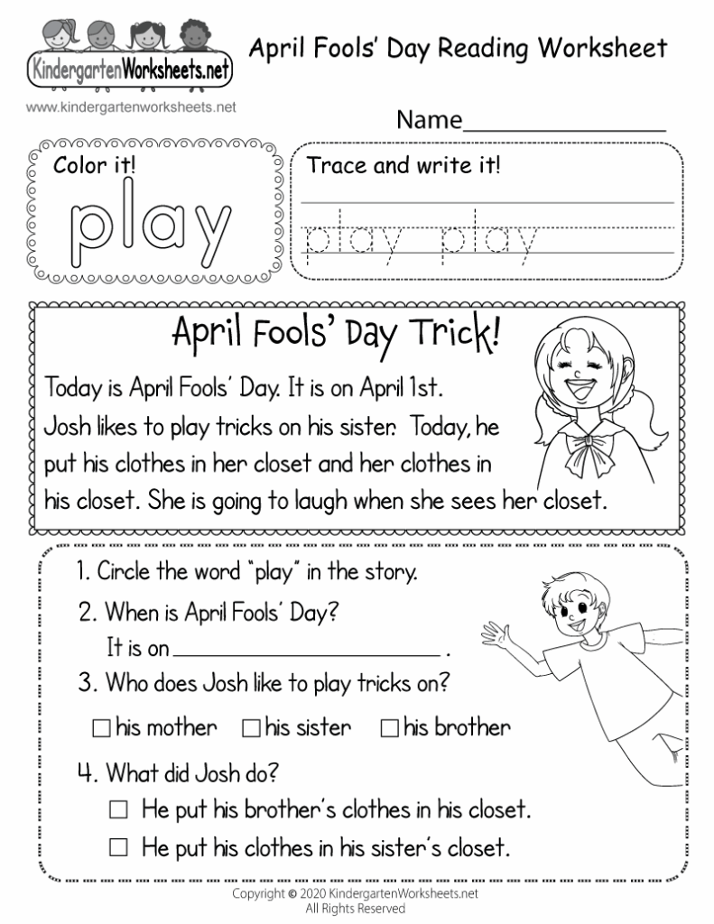 Free Printable April Fools Day Worksheets - Worksheets Template Free