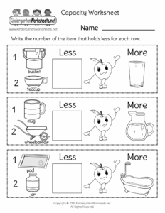 Free Printable Capacity Worksheets - Worksheets Template Free