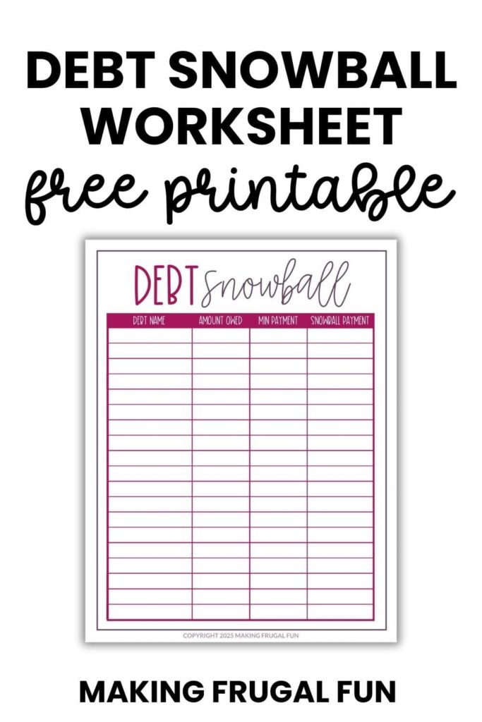 Free Printable Debt Snowball Worksheet - Worksheets Template Free