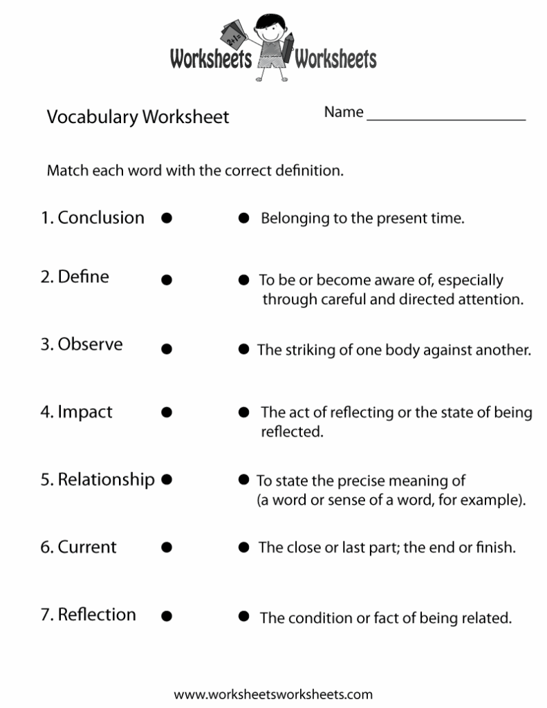 Free Printable Esl Vocabulary Worksheets Worksheets Template Free