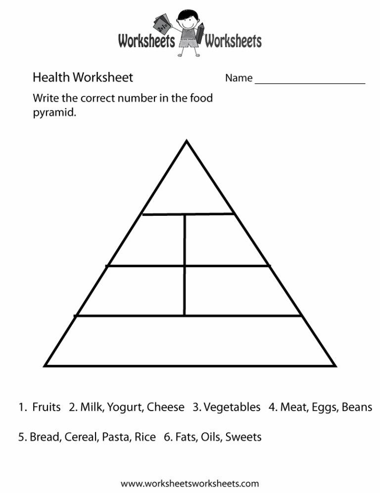 Free Printable Food Guide Pyramid Worksheets - Worksheets Template Free