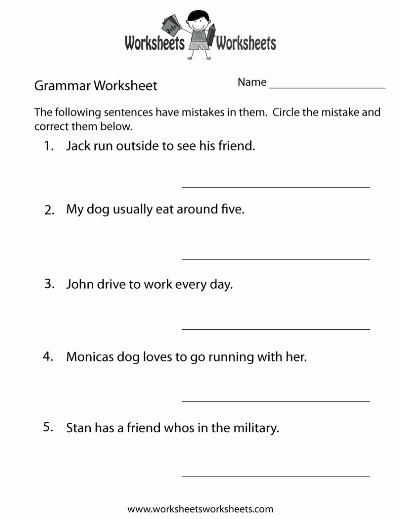 Free Printable Grammar Test Worksheets - Worksheets Template Free
