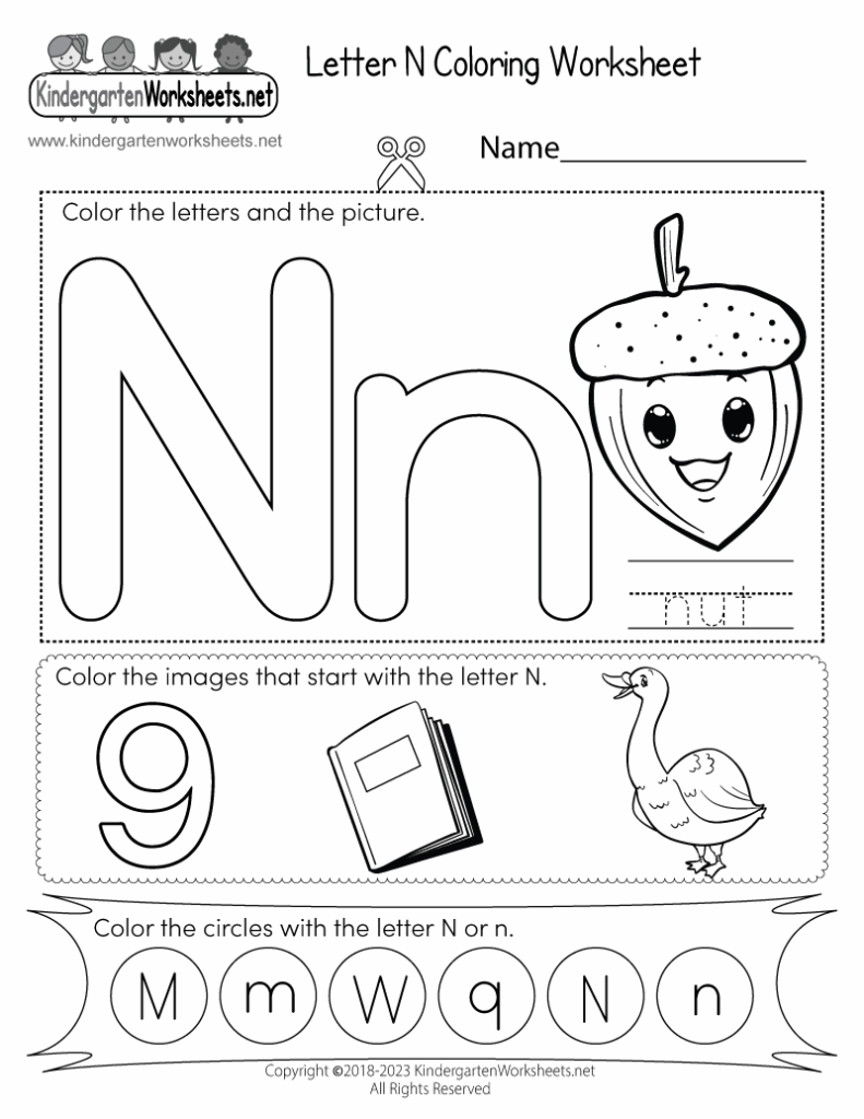 Free Letter N Worksheets For Kindergarten - Worksheets Template Free