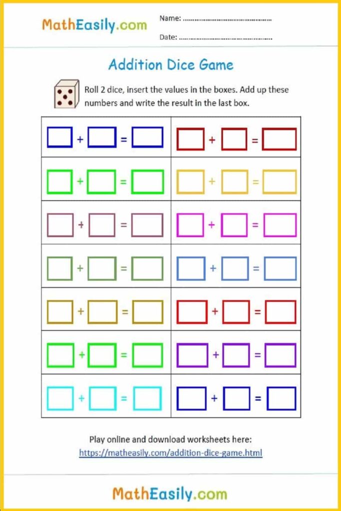 Free Printable Math Game Worksheets - Worksheets Template Free