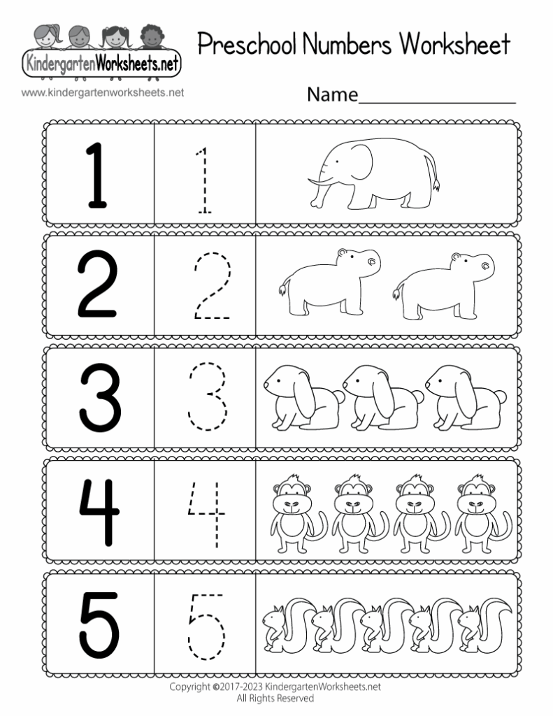 Printable Numbers For Preschool - Worksheets Template Free