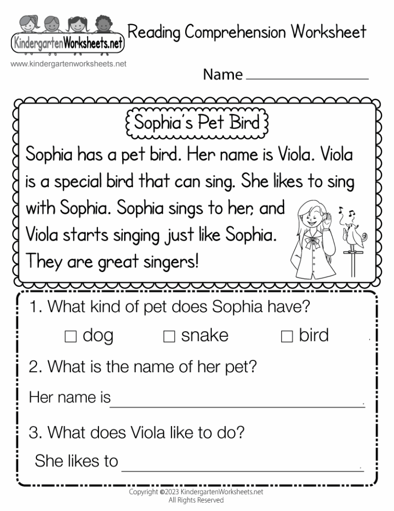 Free Printable Comprehension Worksheets - Worksheets Template Free