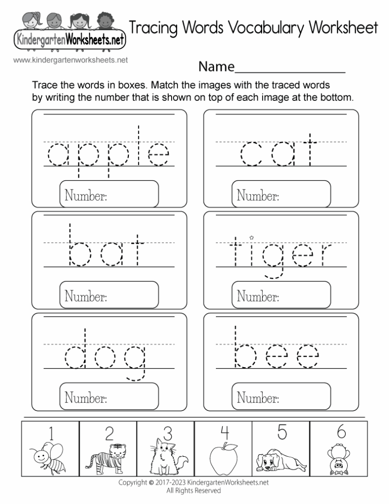 Free Printable Tracing Words Worksheets - Worksheets Template Free
