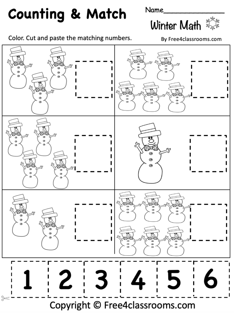 Free Preschool Winter Math Printables - Worksheets Template Free
